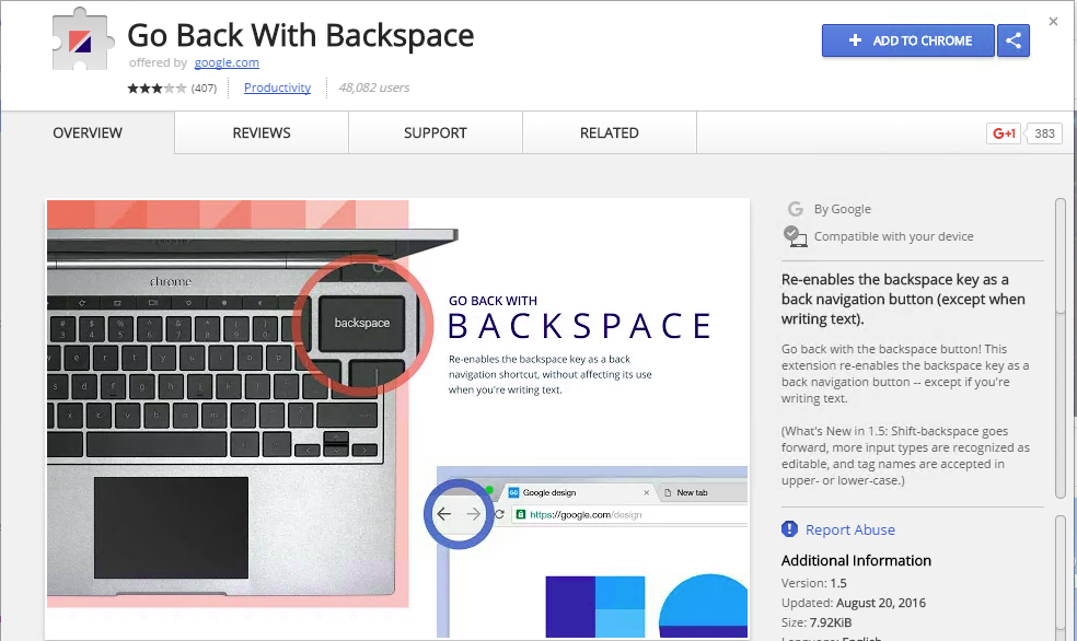 Backspace means backspace google chrome webstore - cookper